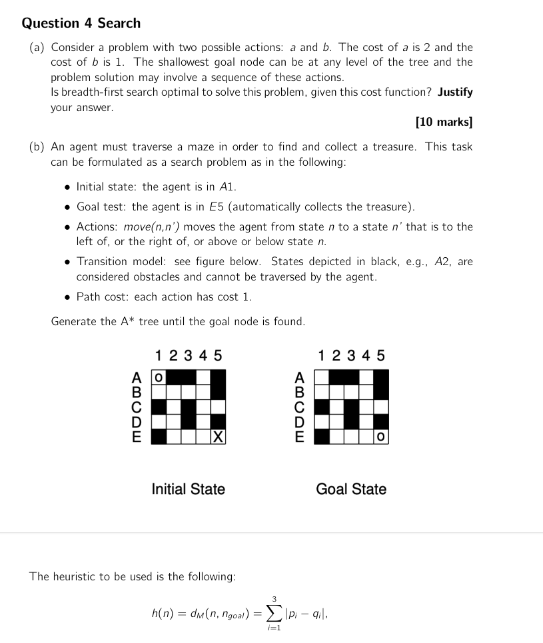 Solved The heuristic to be used is the | Chegg.com