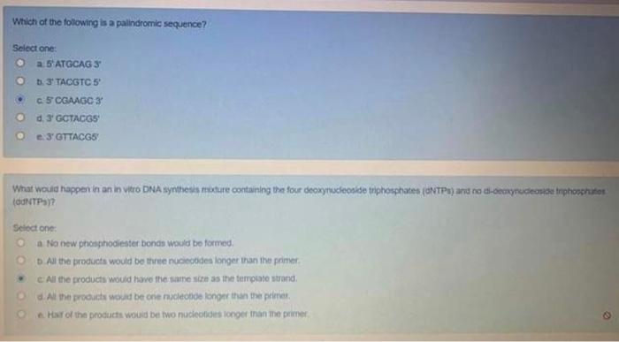 Solved Which of the following is a palindromic sequence? | Chegg.com