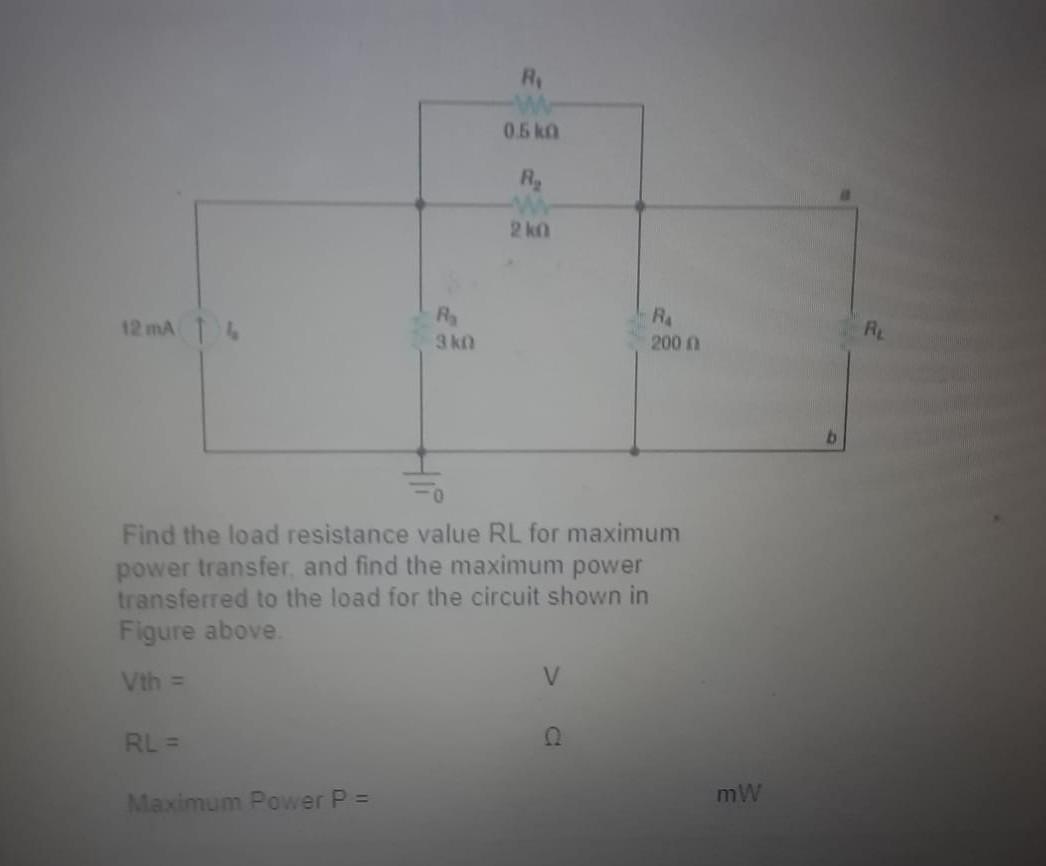 Solved Find the load resistance value RL for maximum power | Chegg.com