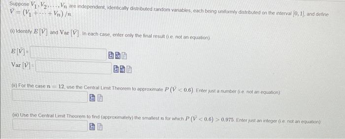 Solved Suppose V1, V2 --.,Vn are independent, identically | Chegg.com