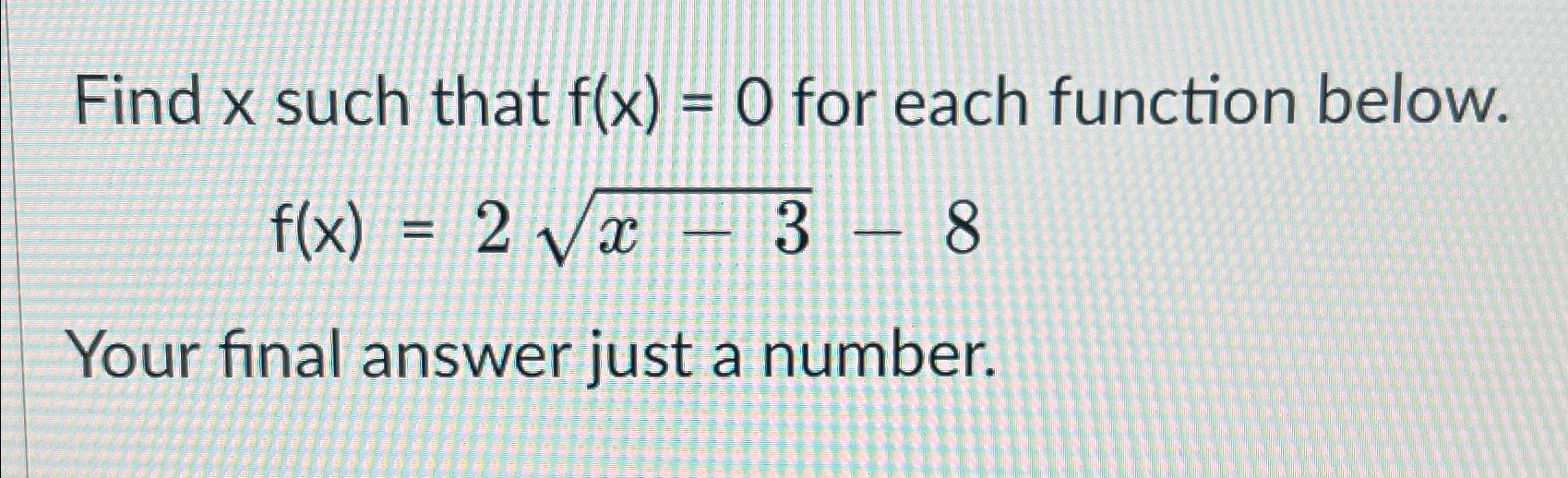 Solved Find x such that f(x)=0 for each function | Chegg.com Solved Find x such that f(x)=0 for each function | Chegg.com