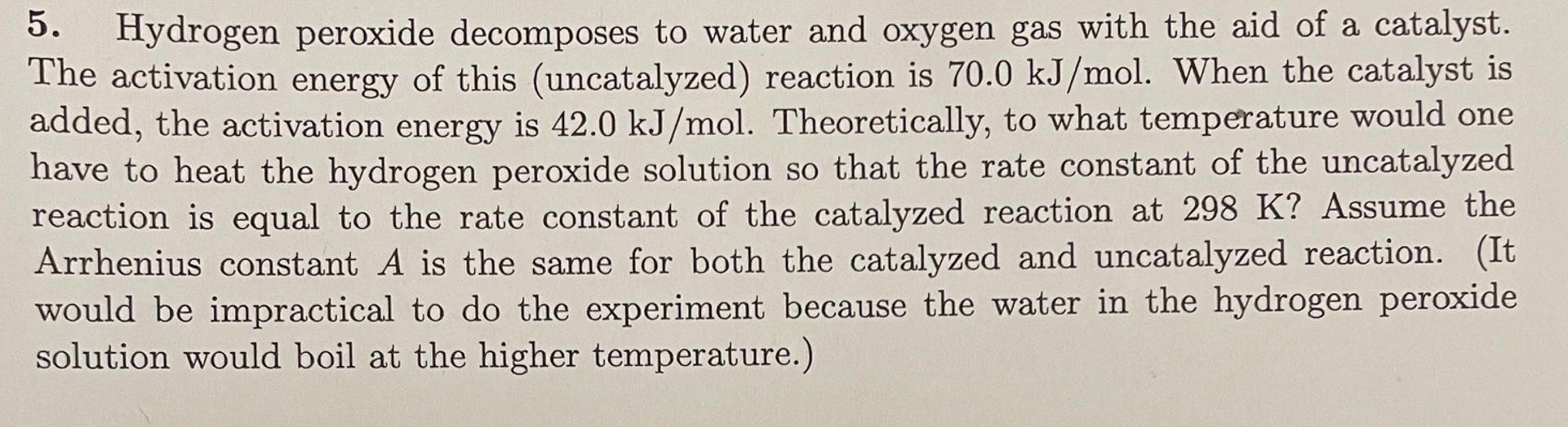 Solved Hydrogen peroxide decomposes to water and oxygen gas | Chegg.com