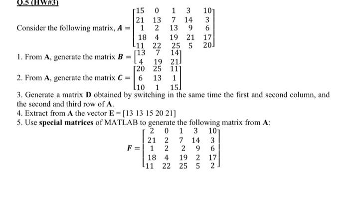 Solved Consider the following matrix, | Chegg.com