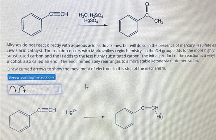 Solved Alkynes do not react directly with aqueous acid as do | Chegg.com