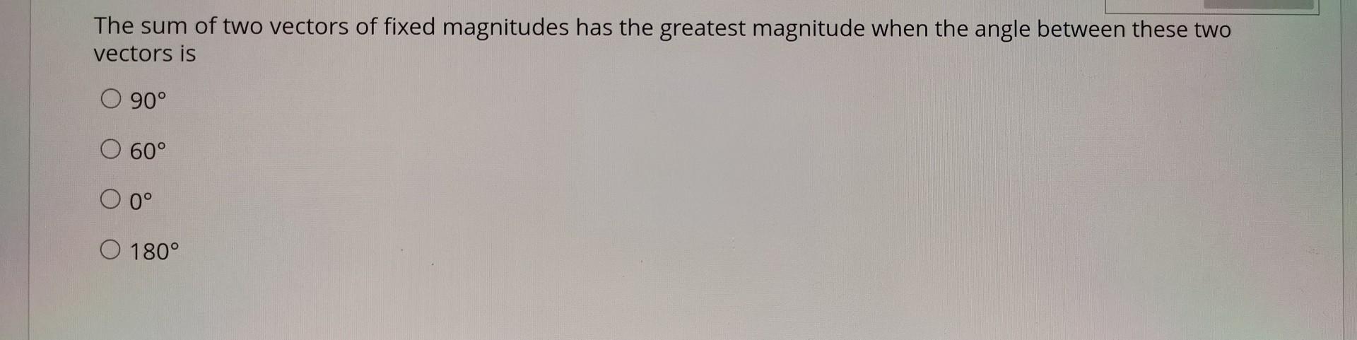 Solved The Sum Of Two Vectors Of Fixed Magnitudes Has The