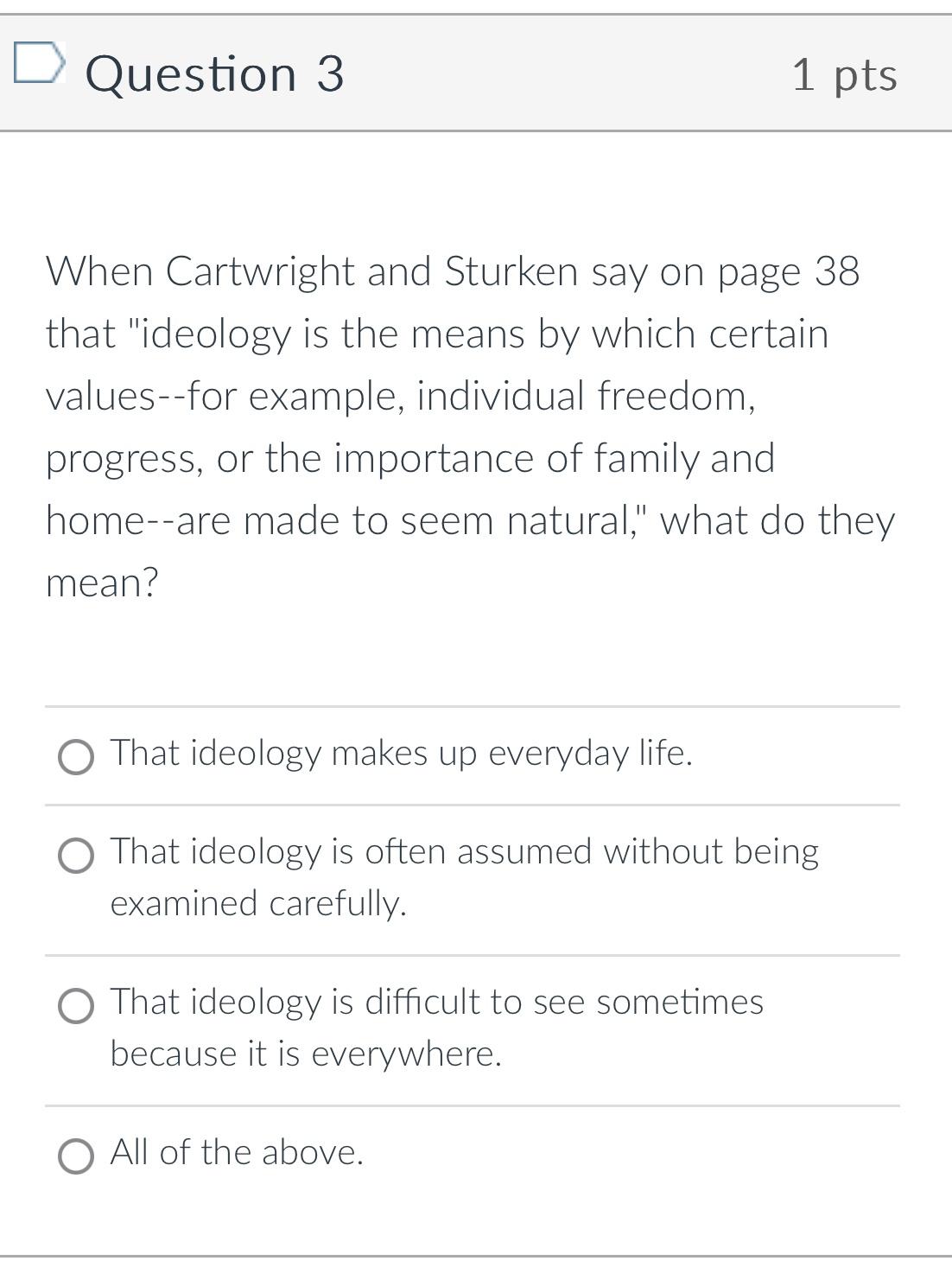 Solved Question 31 ﻿ptsWhen Cartwright and Sturken say on | Chegg.com