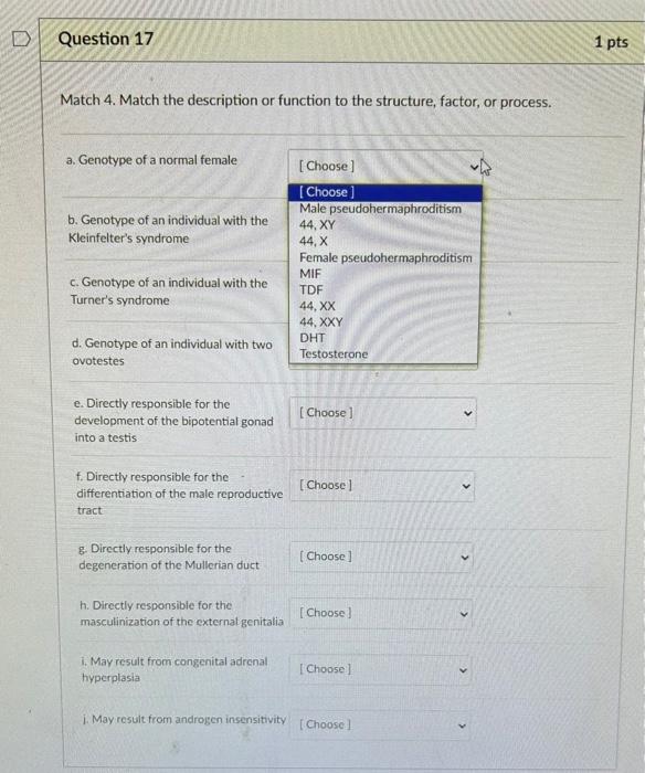 Solved Match 4. Match the description or function to the | Chegg.com