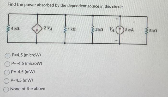 Solved Find the power absorbed by the dependent source in | Chegg.com