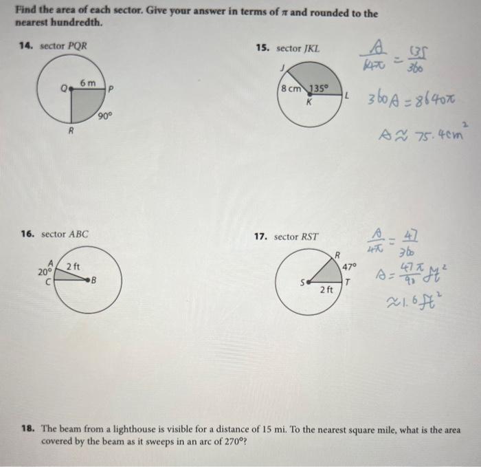 Solved 4. If the angle of a sector measures 45°, what | Chegg.com