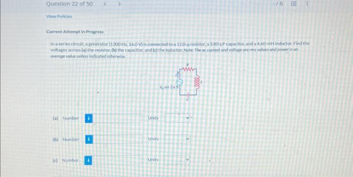 Solved voltages across (a) the resistor, (b) the capscitor, | Chegg.com