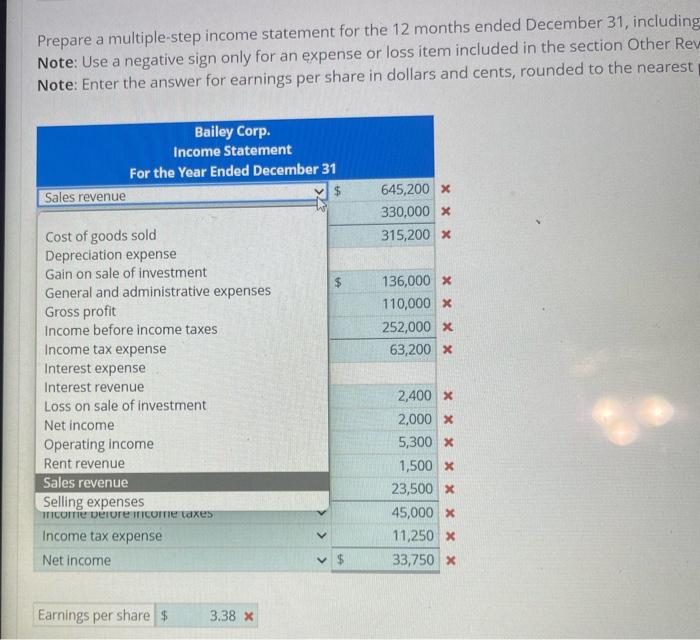 Solved Preparing a Muttiple- Step income Statement: shares | Chegg.com