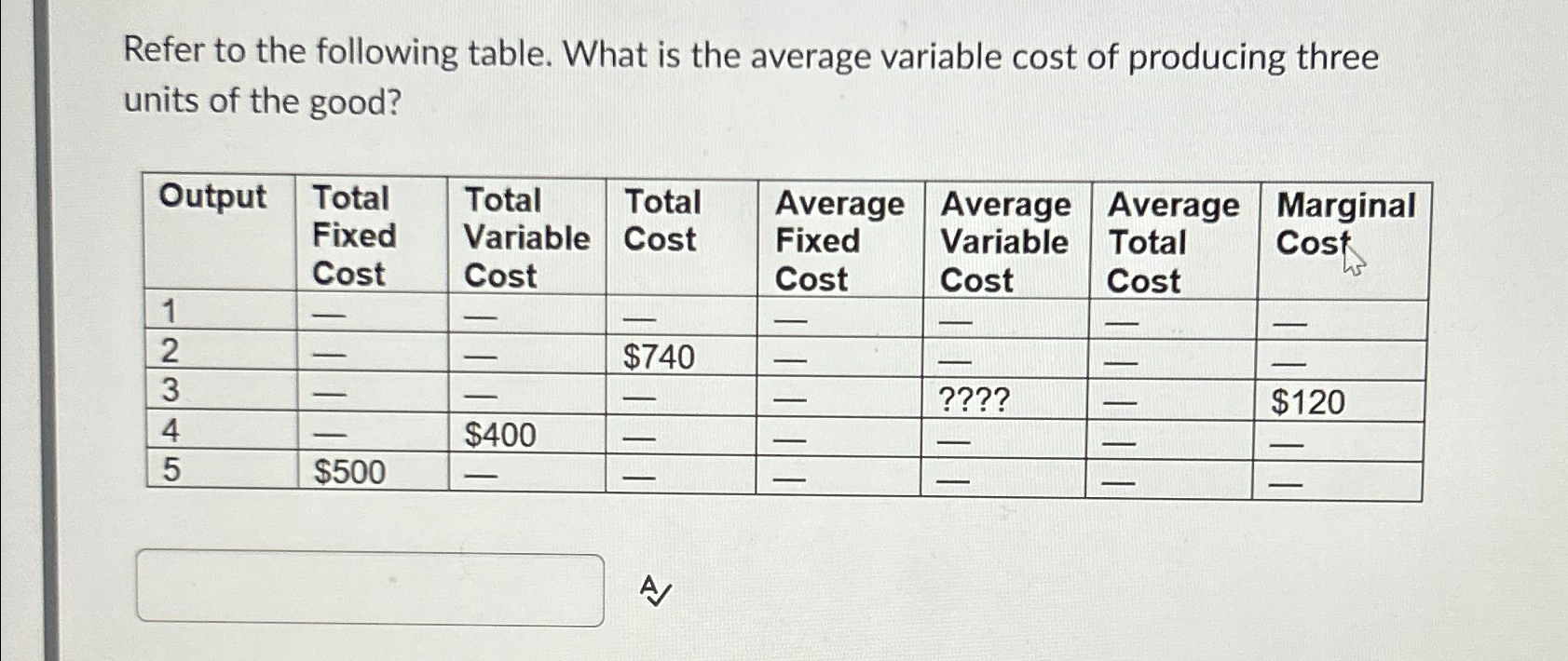 Solved Refer to the following table. What is the average | Chegg.com