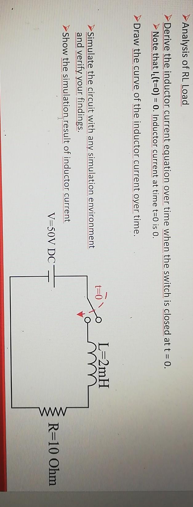 Solved Analysis of RL Load Derive the inductor current | Chegg.com