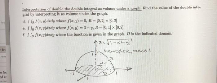 Solved tor Interpretation of double the double integral as | Chegg.com