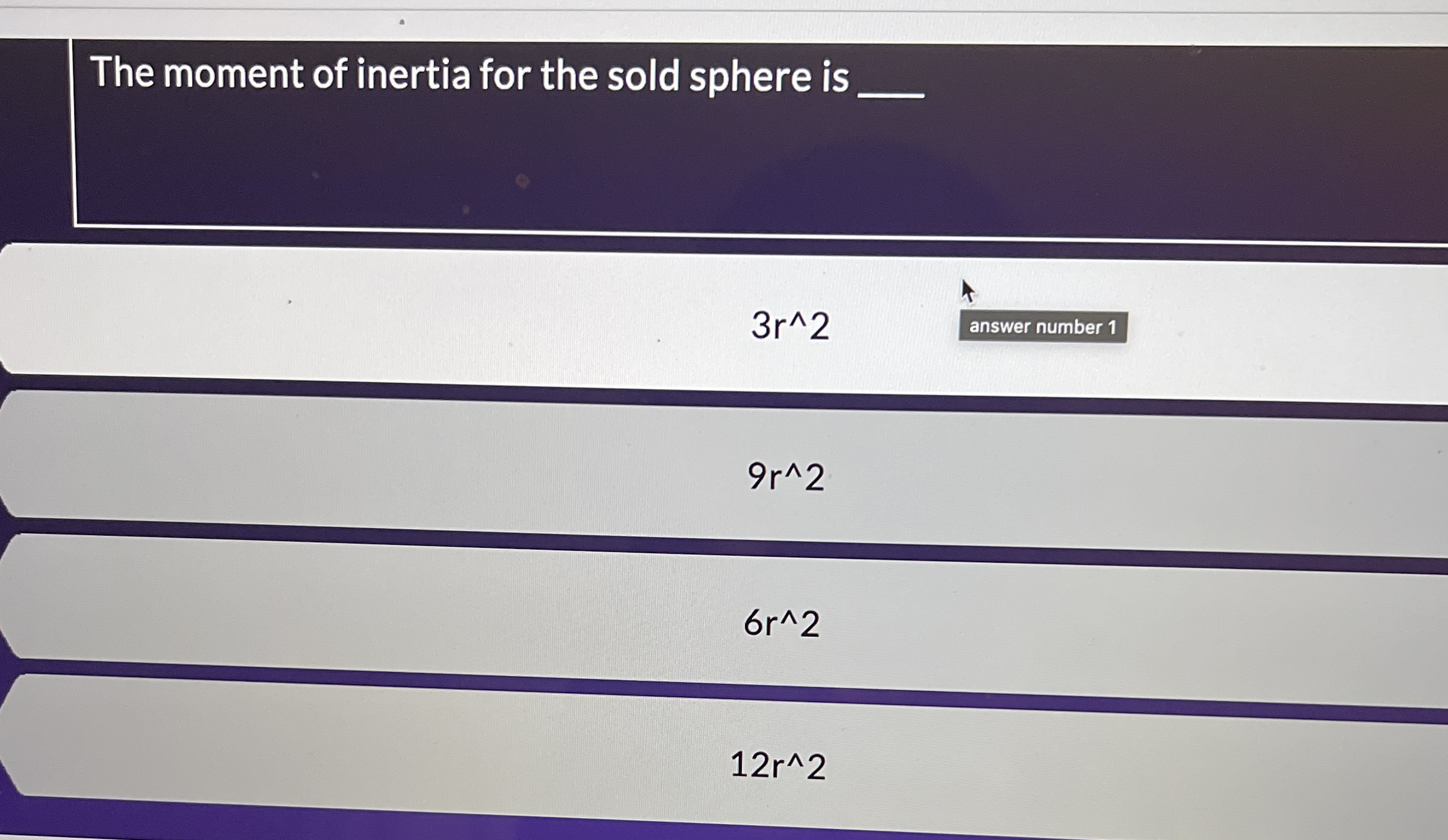 Solved The moment of inertia for the sold sphere is | Chegg.com