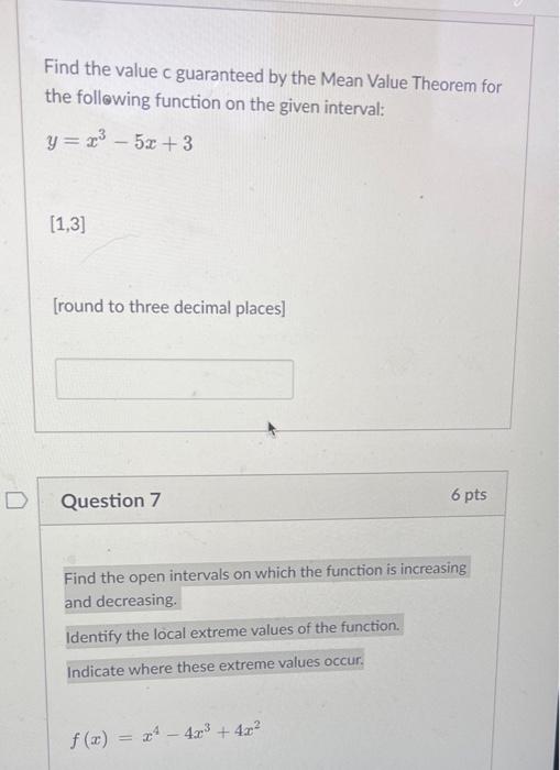 Solved Find the value c guaranteed by the Mean Value Theorem | Chegg.com