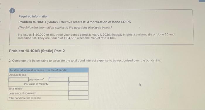 Solved Required information Problem 10-10AB (Static) | Chegg.com Solved Required information Problem 10-10AB (Static) | Chegg.com