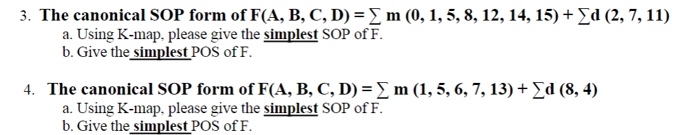 Solved The canonical SOP form of | Chegg.com