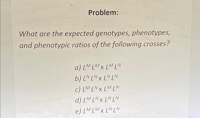 Solved Problem: What are the expected genotypes, phenotypes, | Chegg.com