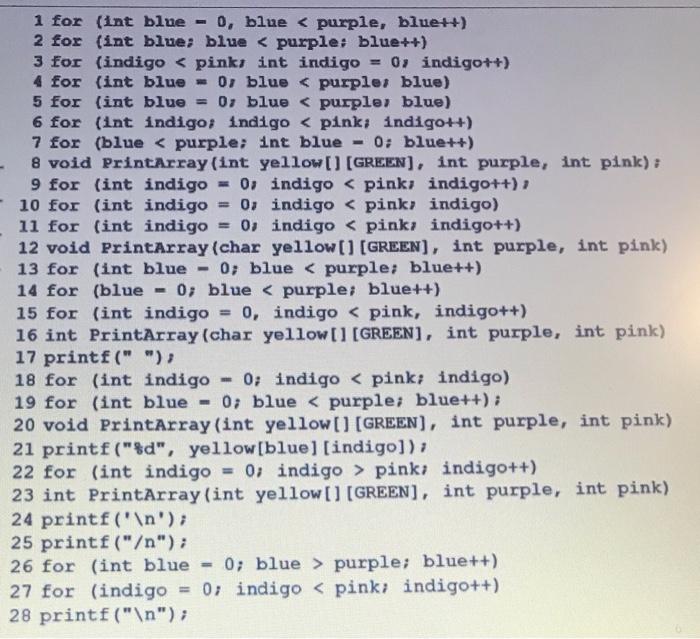 Solved program in C language.question: For each line of code | Chegg.com