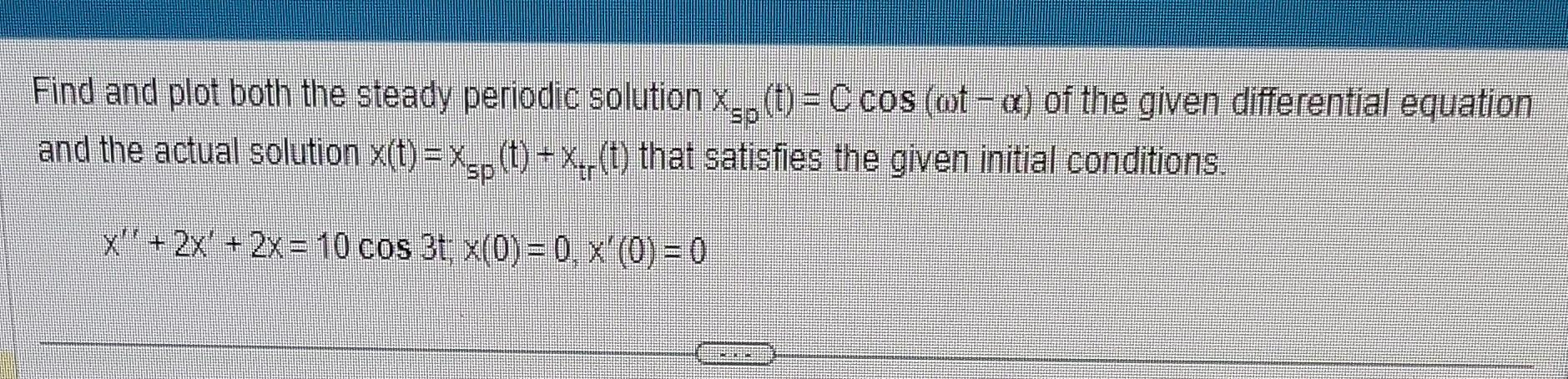 Solved steady periodic solution and actual solution. i have | Chegg.com