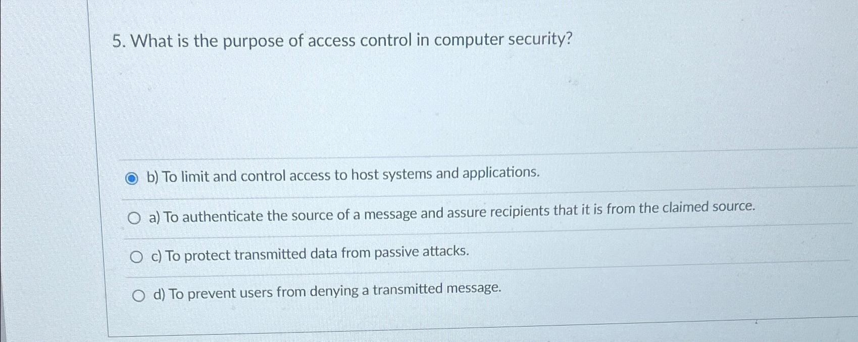 Solved What is the purpose of access control in computer | Chegg.com