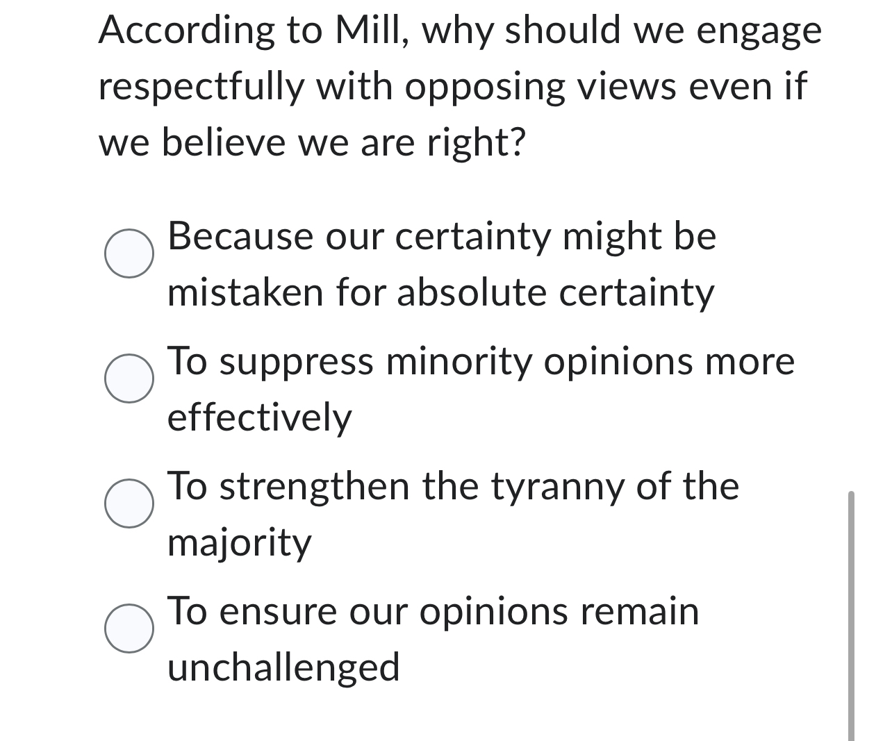 Solved According to Mill, why should we engage respectfully | Chegg.com