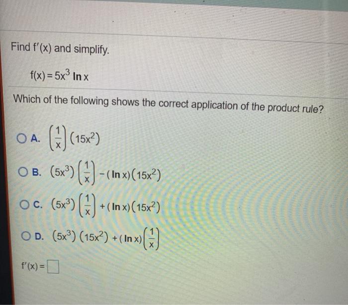 Solved Find F X And Simplify F X 5x3 In X Which Of The