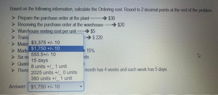 Solved Based on the following information, calculate the | Chegg.com