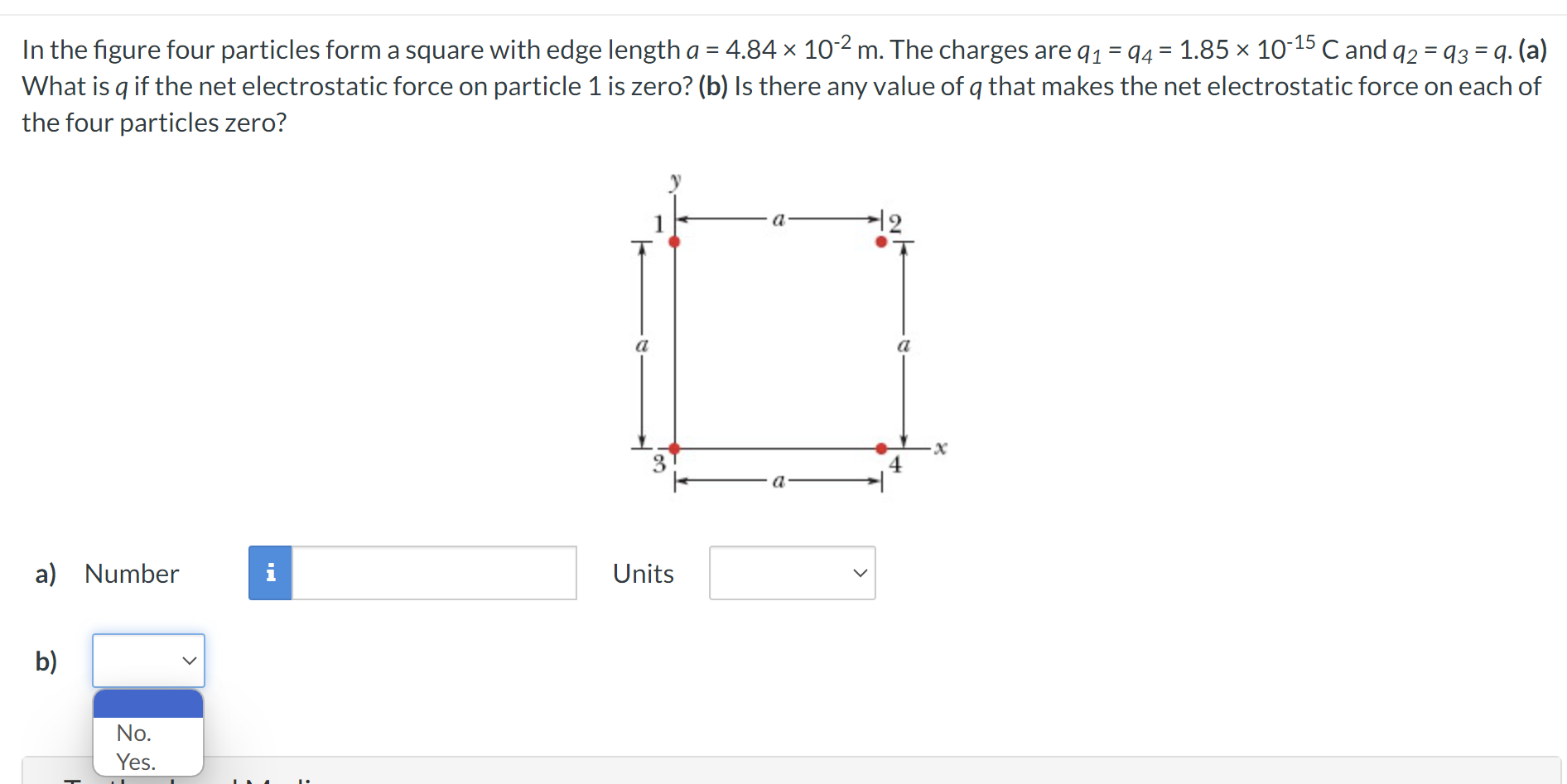 Solved In the figure four particles form a square with edge | Chegg.com