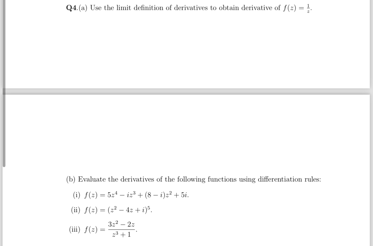Solved Q4. (a) ﻿Use the limit definition of derivatives to | Chegg.com
