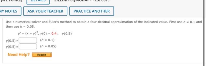 Solved Use a numerical solver and Euler's method to obtain a | Chegg.com