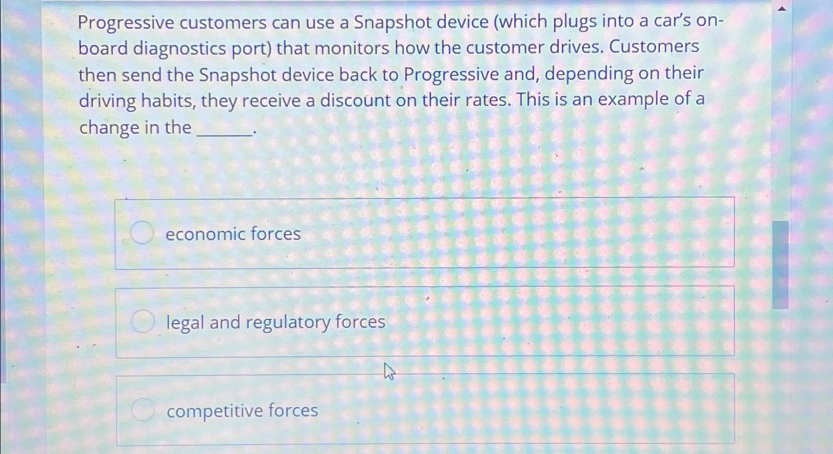 Solved Progressive customers can use a Snapshot device | Chegg.com