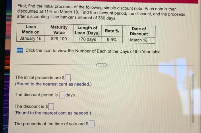 Solved First, find the initial proceeds of the following | Chegg.com