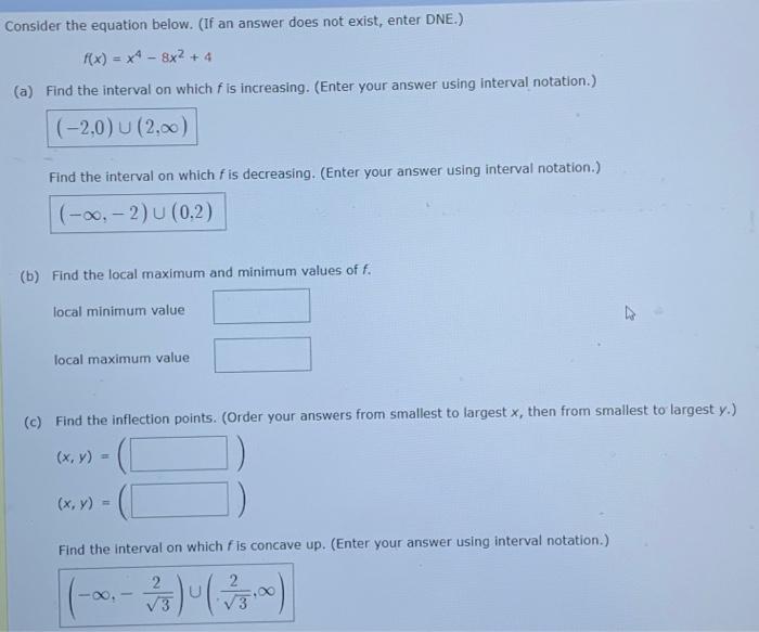 Solved Consider the equation below. (If an answer does not | Chegg.com