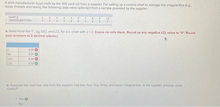 Solved A shirt manufacturer buys cloth by the 100 -yard roll | Chegg.com