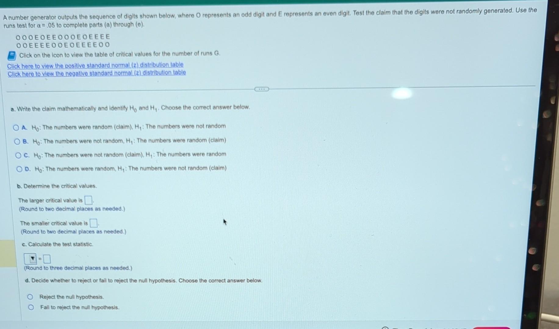 Solved A number generator outputs the sequence of digits | Chegg.com