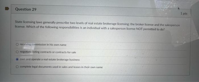 Solved Question 29 1 pts State licensing laws generally | Chegg.com