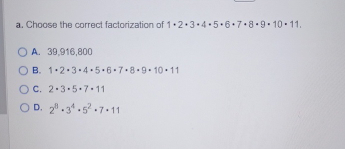 Solved a. ﻿Choose the correct factorization of | Chegg.com