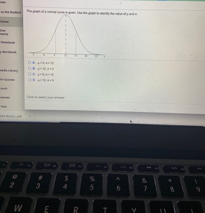Solved The graph of a normal curve is given. Use the graph | Chegg.com