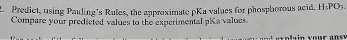 Solved Predict, using Pauling's Rules, the approximate pKa | Chegg.com