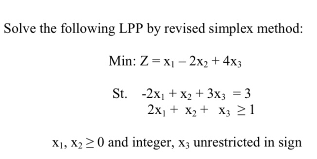 Solved Solve the following LPP by revised simplex | Chegg.com