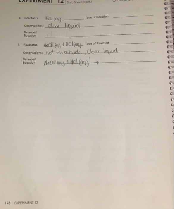 Solved EXPERIMENT 12 REPORT 1 Data Sheet(Cont.) | Chegg.com Solved EXPERIMENT 12 REPORT 1 Data Sheet(Cont.) | Chegg.com