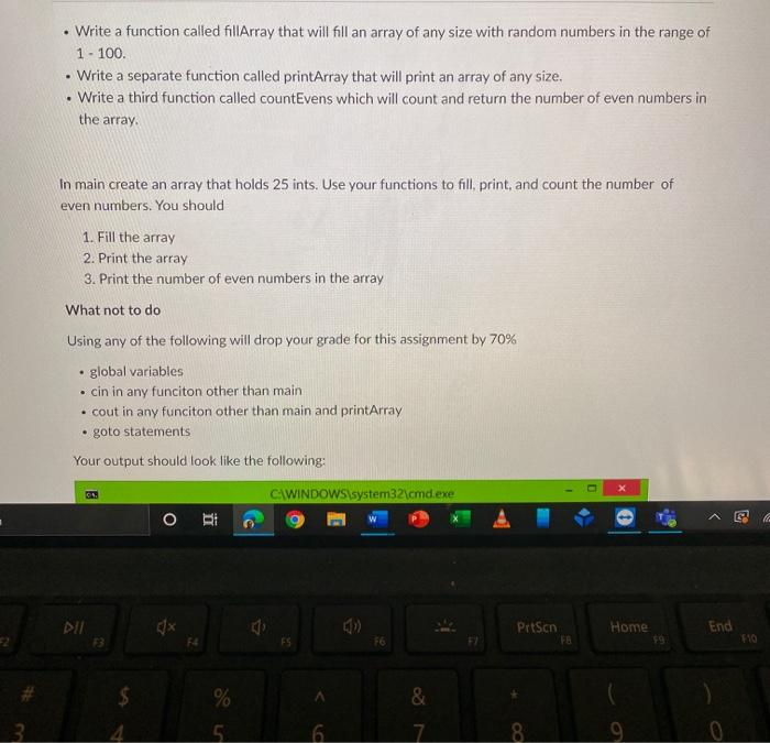 Solved Write A Function Called Fillarray That Will Fill An