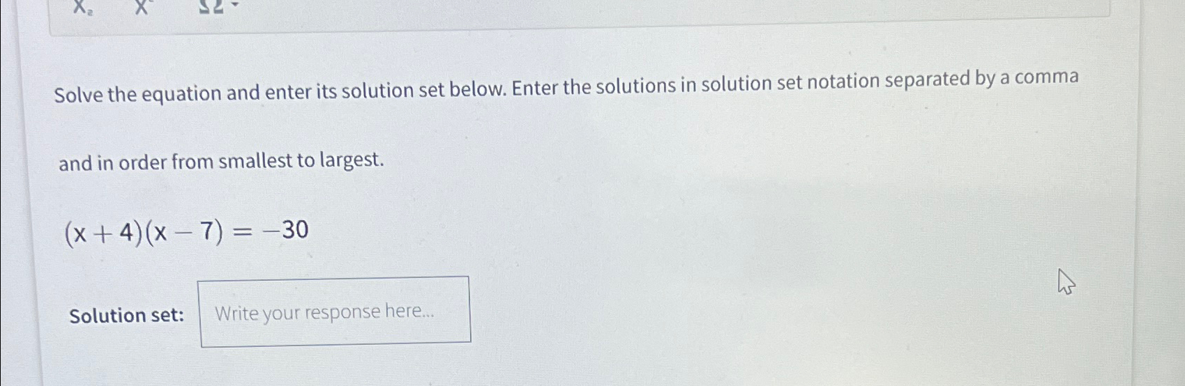 Solved Solve the equation and enter its solution set below. | Chegg.com