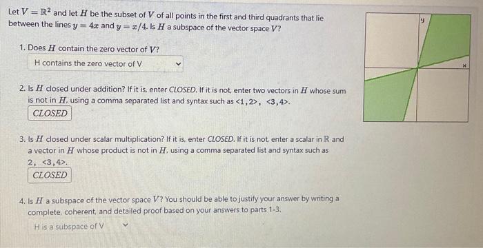 Solved Let V=R2 and let H be the subset of V of all points | Chegg.com