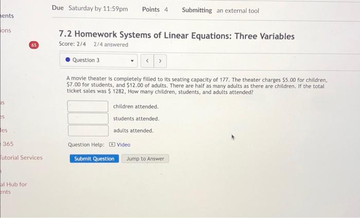 Solved 7.2 Homework Systems of Linear Equations: Three | Chegg.com