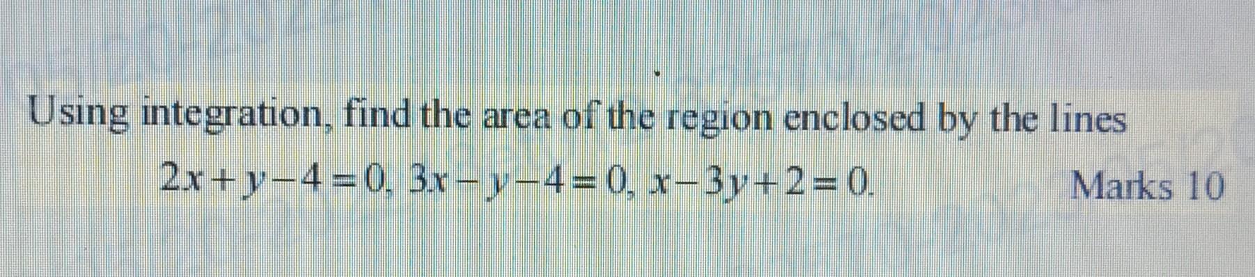 Solved Using integration, find the area of the region | Chegg.com