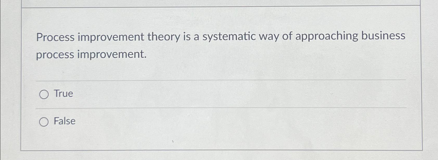 Solved Process improvement theory is a systematic way of | Chegg.com