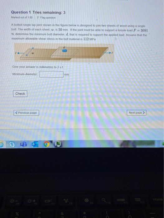 Solved Question 1 Tries remaining: 3 Marked out of 100 Flag | Chegg.com Solved Question 1 Tries remaining: 3 Marked out of 100 Flag | Chegg.com